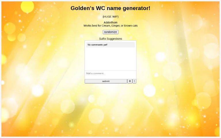 Golden's WC name generator!