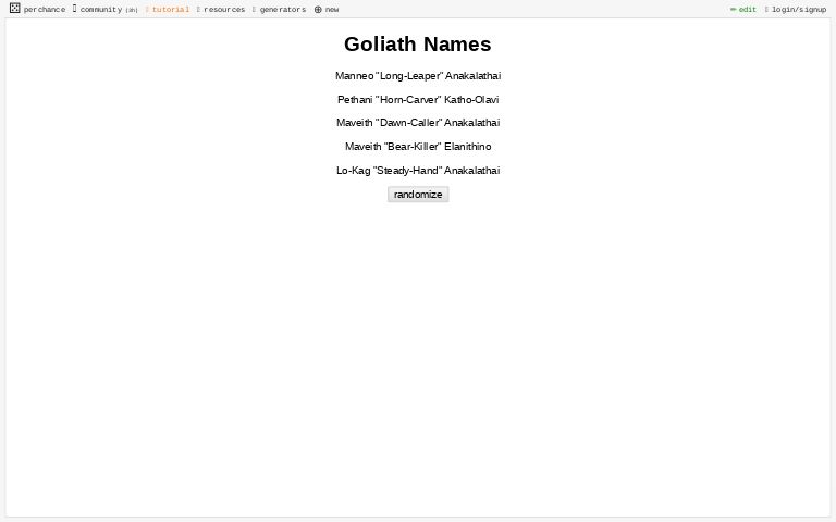 Goliath Names ― Perchance Generator
