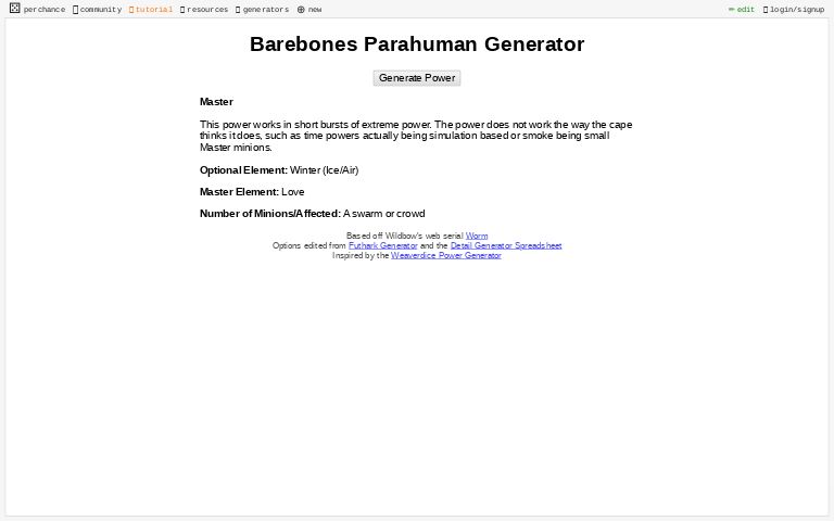 Barebones Parahuman Generator