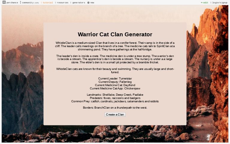 Warrior Cat Clan Generator