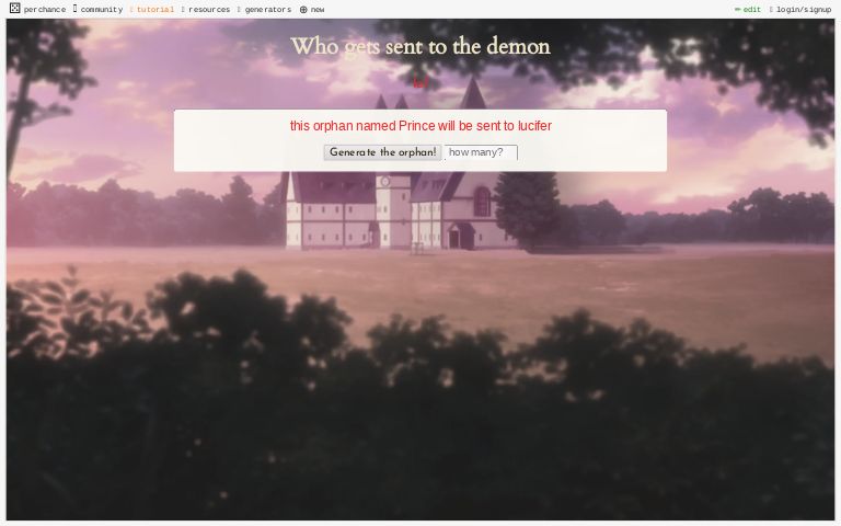 Who gets sent to the demon ― Perchance Generator