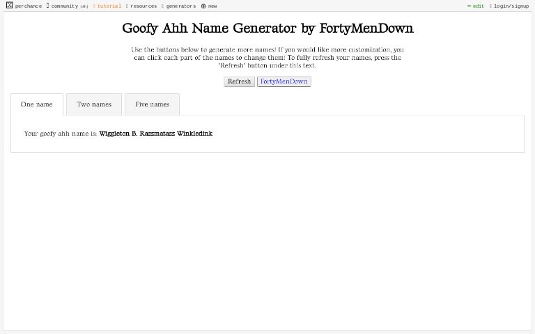 Goofy Ahh Name Generator by FortyMenDown