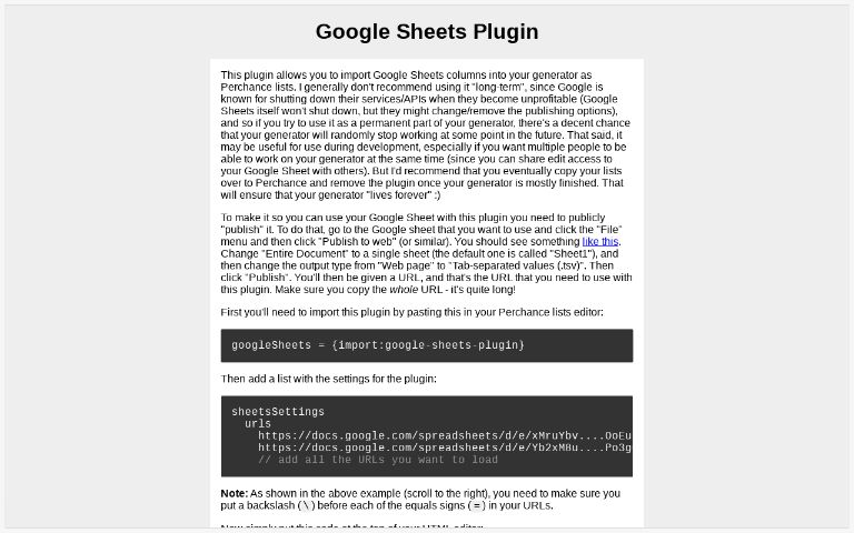 Google Sheets Plugin