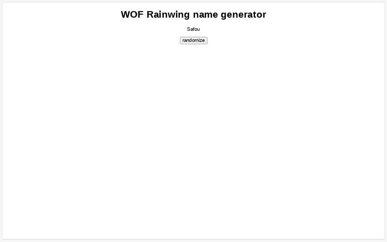 WOF Rainwing name generator