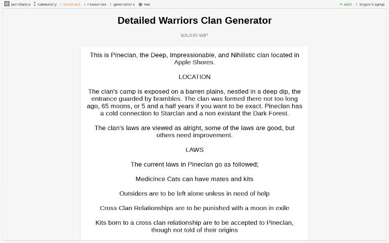 Detailed Warriors Clan Generator