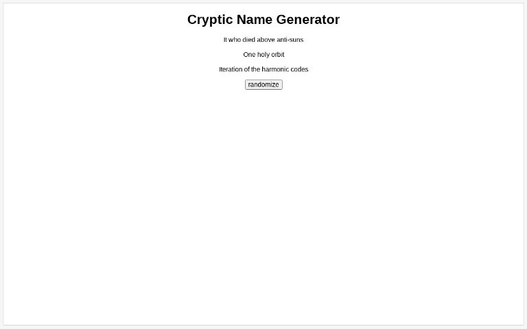 Cryptic Name Generator