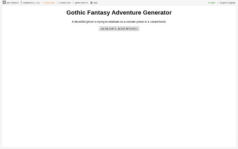 Gothic Fantasy Adventure Generator
