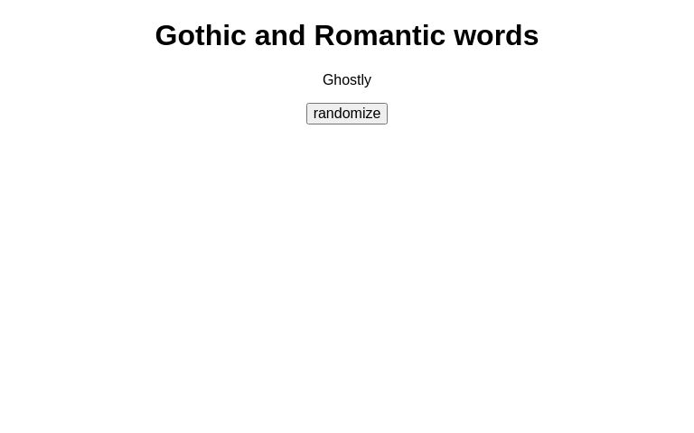 Gothic and Romantic words ― Perchance Generator