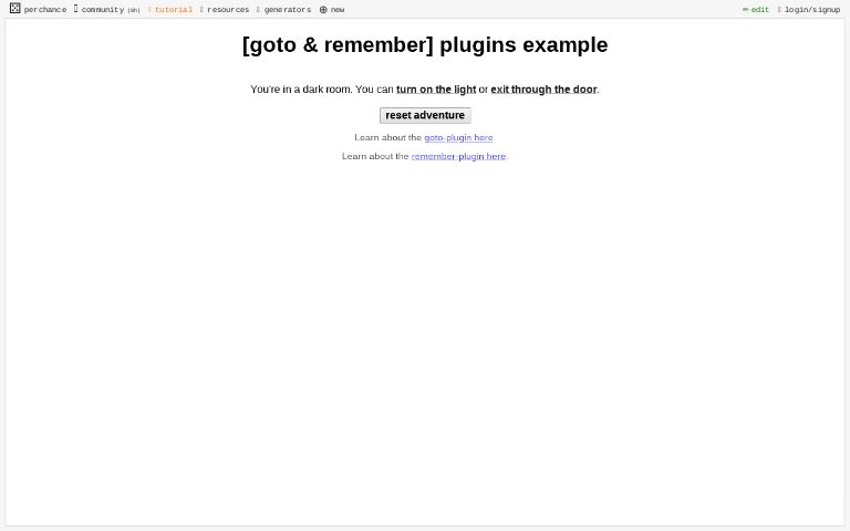 [goto & remember] plugins example ― Perchance Generator