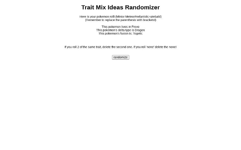 Trait Mix Ideas Randomizer ― Perchance Generator