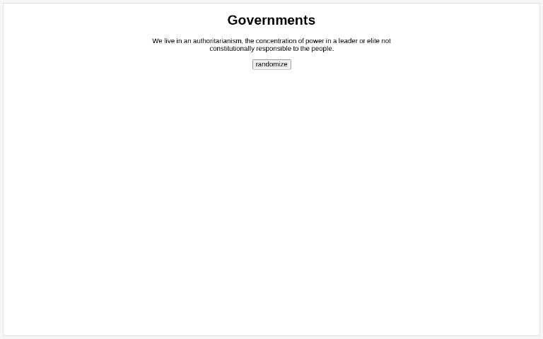 Governments ― Perchance Generator