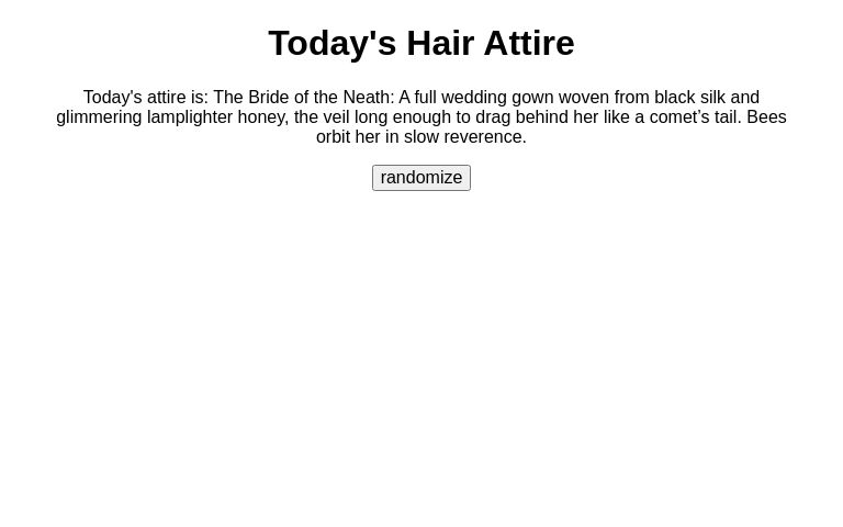 Today's Hair Attire ― Perchance Generator