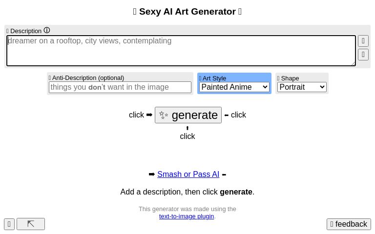 Sexy AI Art Generator (free, no sign-up, no limits)