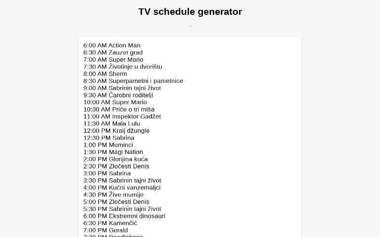 TV schedule generator