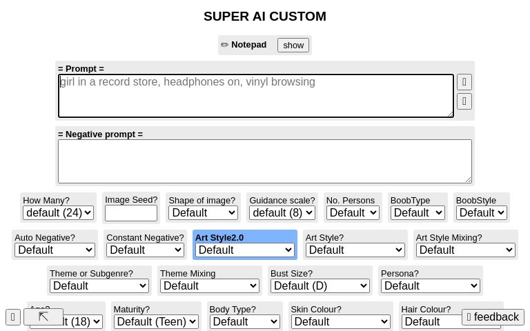 SUPER AI CUSTOM ― Perchance Generator
