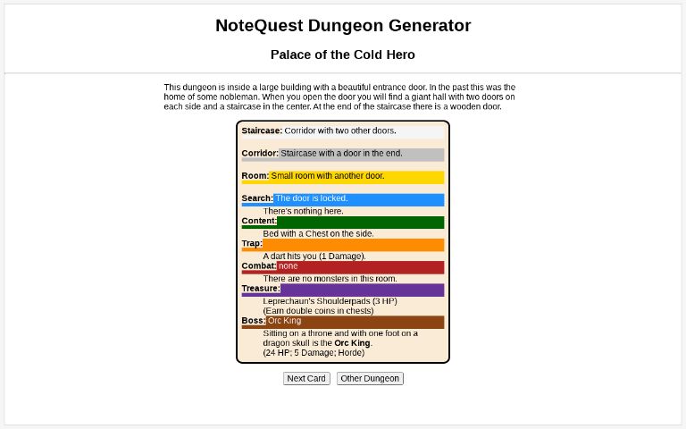 NoteQuest Dungeon Generator