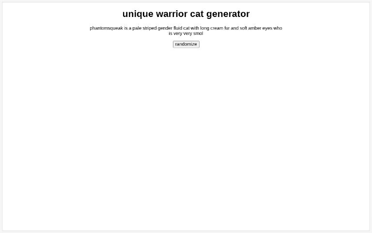 unique warrior cat generator