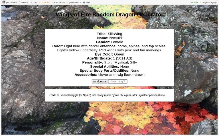 Wings of Fire Random Dragon Generator
