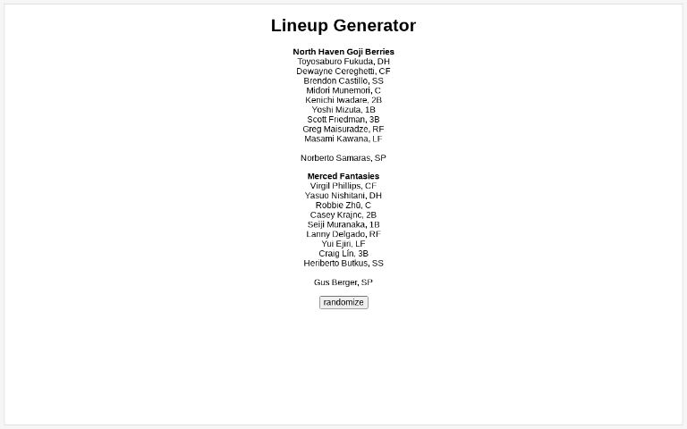 Lineup Generator