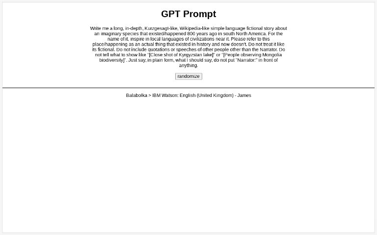 GPT Prompt ― Perchance Generator