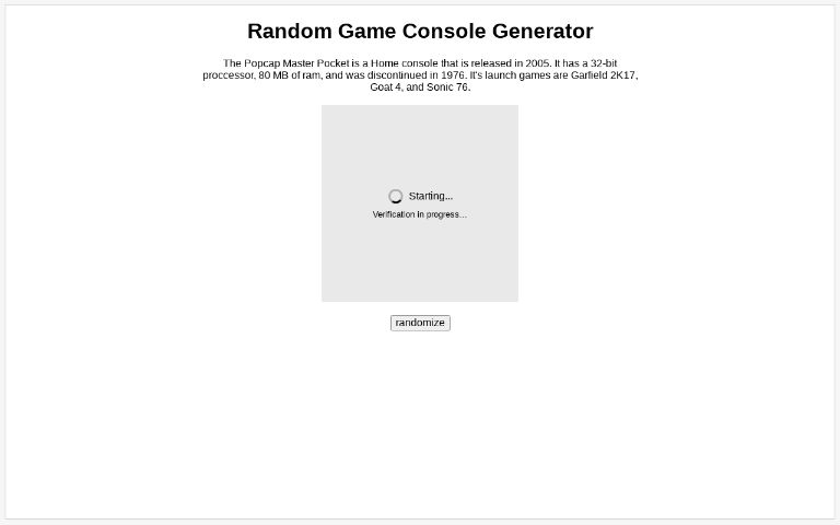 Random Game Console Generator