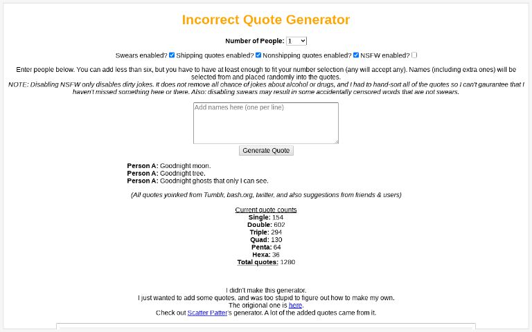 Incorrect Quote Generator