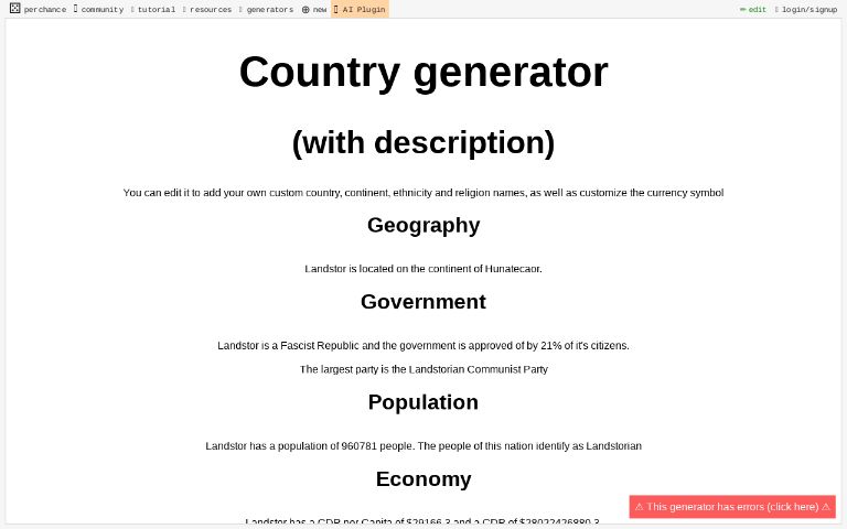 Country generator(with description)