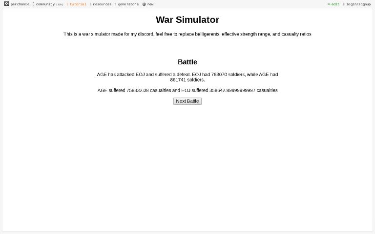 War Simulator ― Perchance Generator