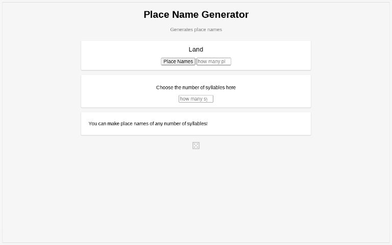 Place Name Generator
