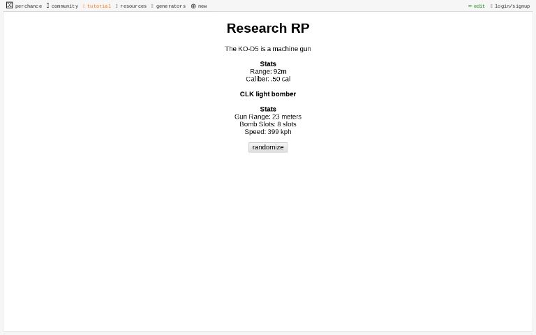 Research RP ― Perchance Generator