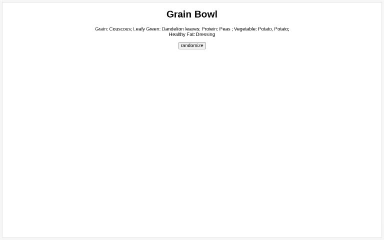 Grain Bowl ― Perchance Generator