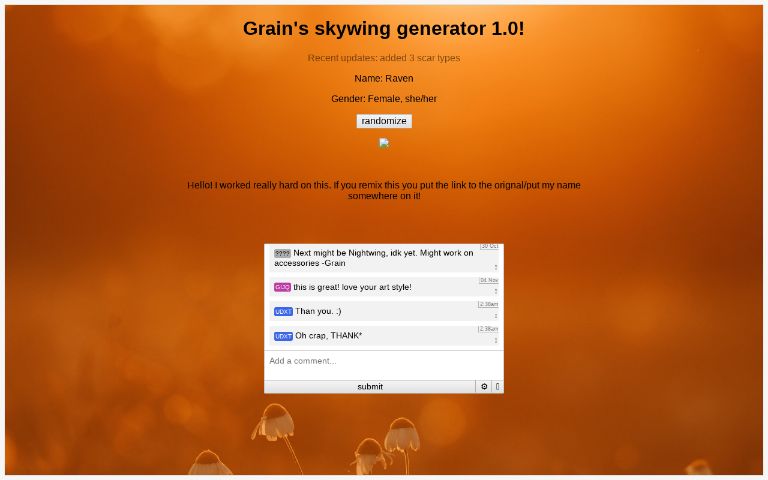 Grain's skywing generator 1.0!