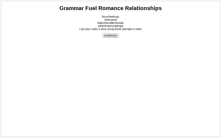 Grammar Fuel Romance Relationships ― Perchance Generator