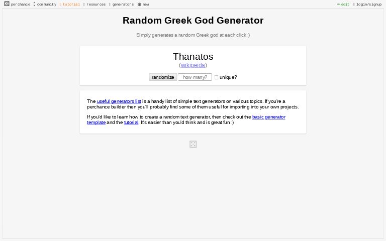 Random Greek God Generator