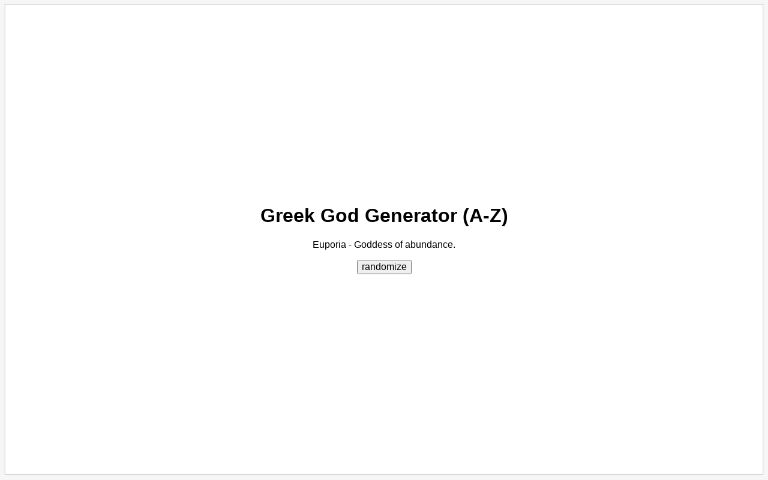Greek God Generator (A-Z)