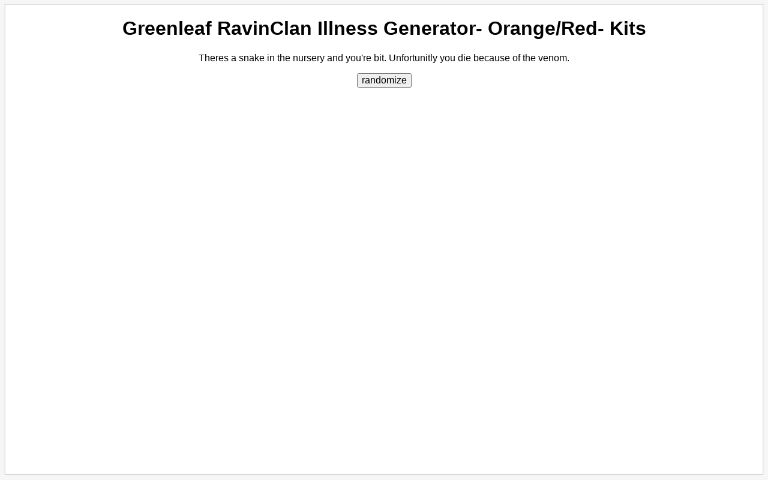 Greenleaf RavinClan Illness Generator- Orange/Red- Kits