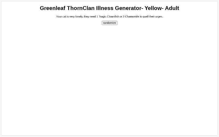 Greenleaf ThornClan Illness Generator- Yellow- Adult