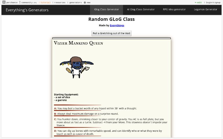 Random GLoG Class ― Perchance Generator