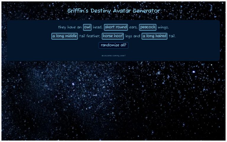Griffin's Destiny Avatar Generator