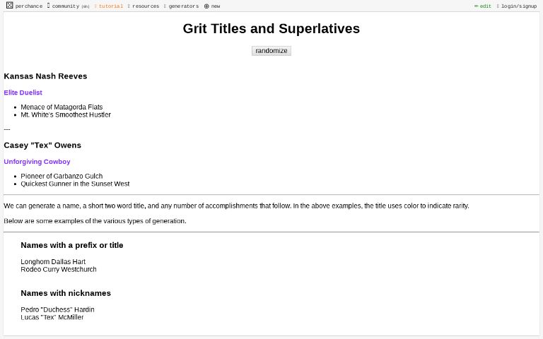 Grit Titles and Superlatives ― Perchance Generator