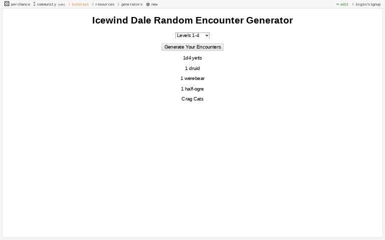 Icewind Dale Random Encounter Generator
