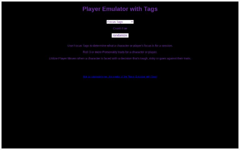 Player Emulator with Tags ― Perchance Generator