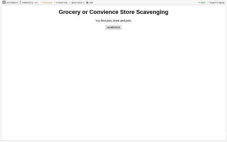 Grocery or Convience Store Scavenging ― Perchance Generator