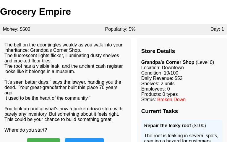 Grocery Empire ― Perchance Generator