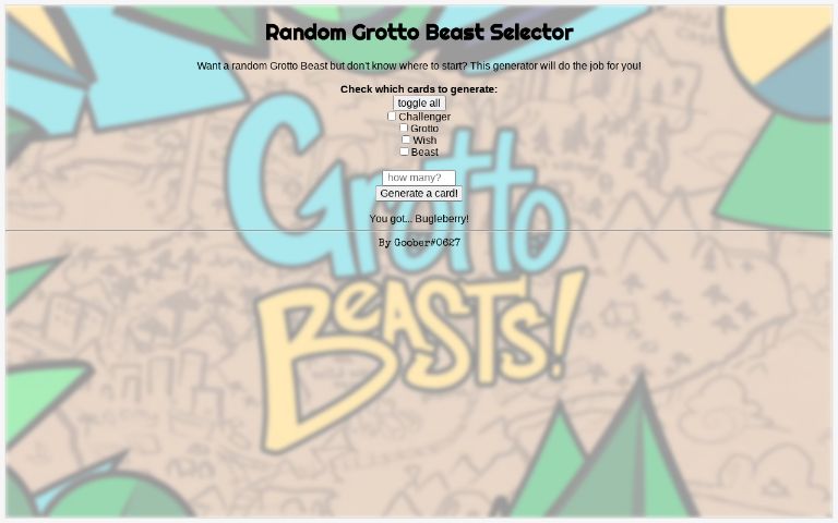 Random Grotto Beast Selector ― Perchance Generator