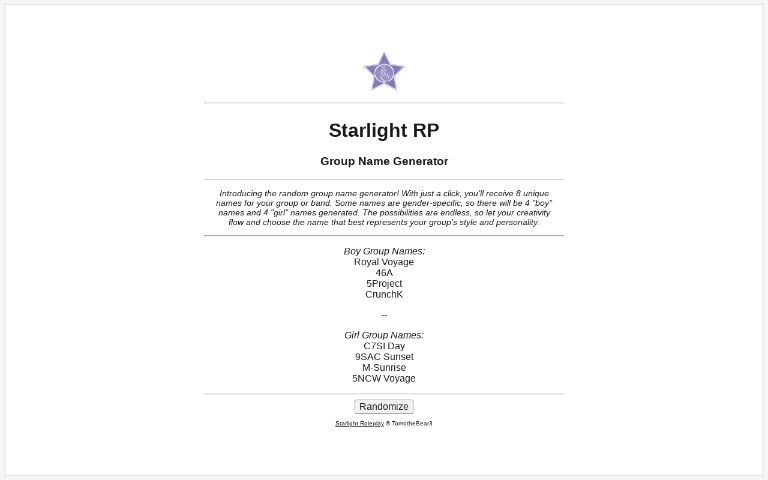 Starlight RP ― Perchance Generator