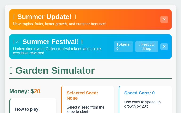 🌱 Garden Simulator ― Perchance Generator