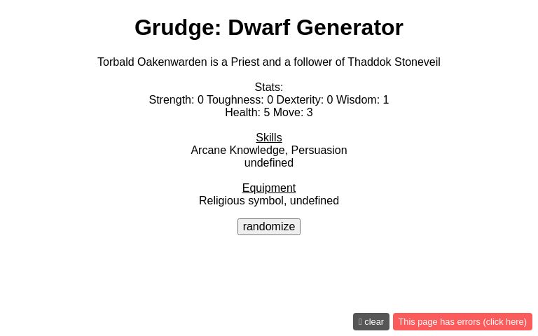 Grudge: Dwarf Generator
