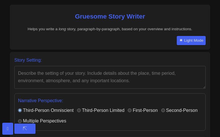 Gruesome Story Writer ― Perchance Generator