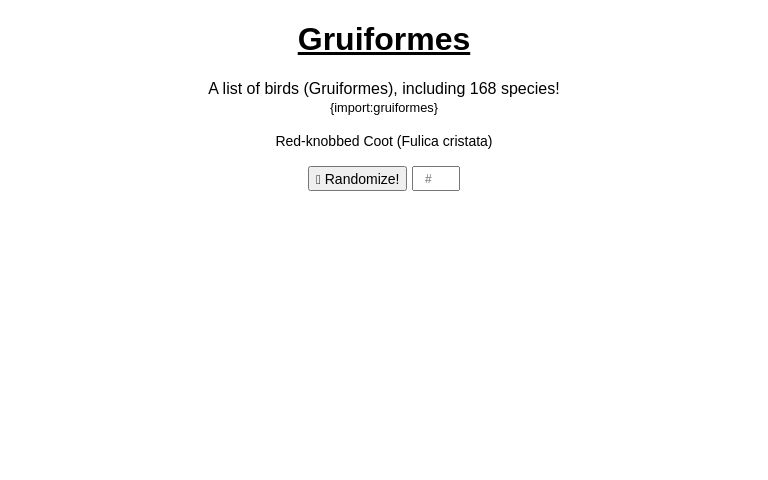 Gruiformes ― Perchance Generator
